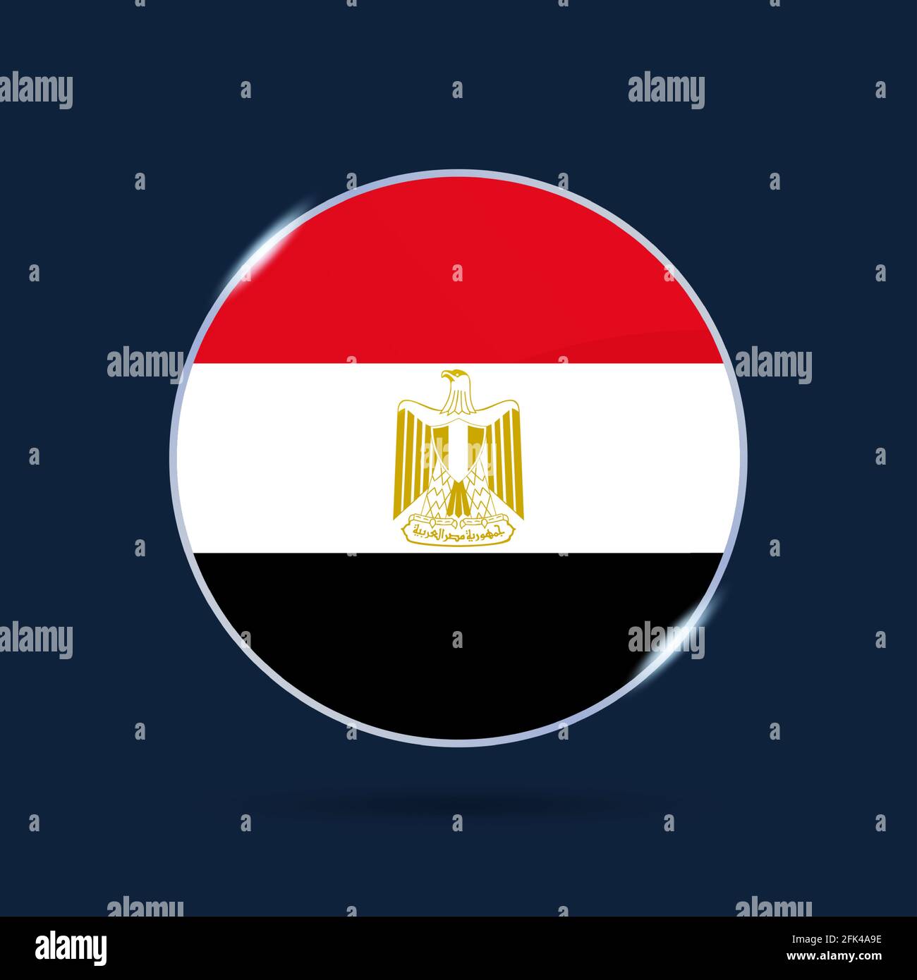 Egypt national flag Circle button Icon. Simple flag, official colors ...
