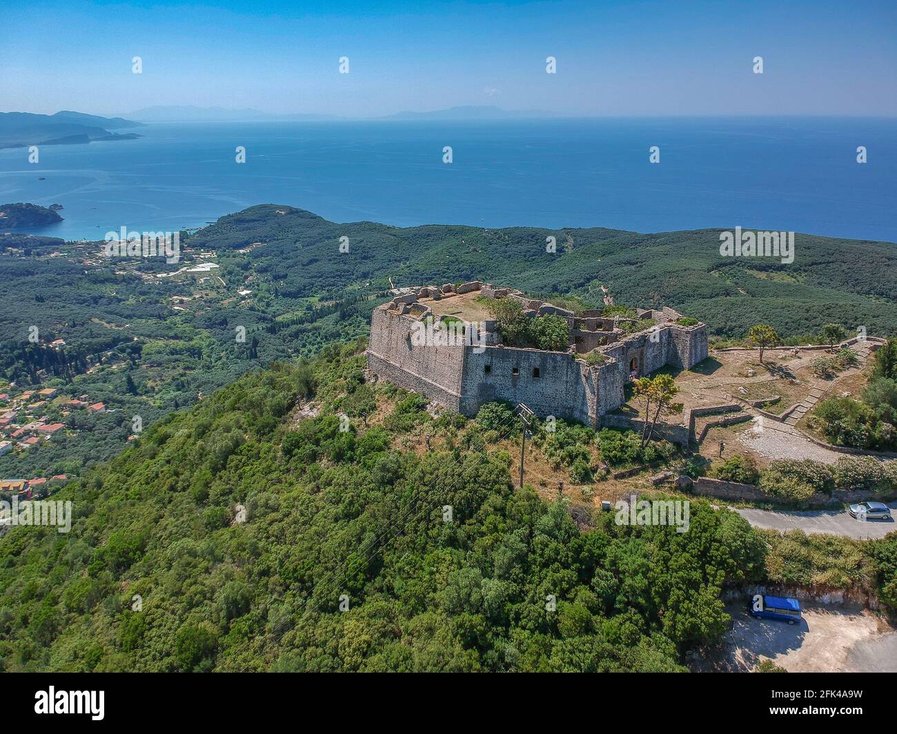 Aerial panoramic view of the famous Ali Pascha Castle. Built on a high ...