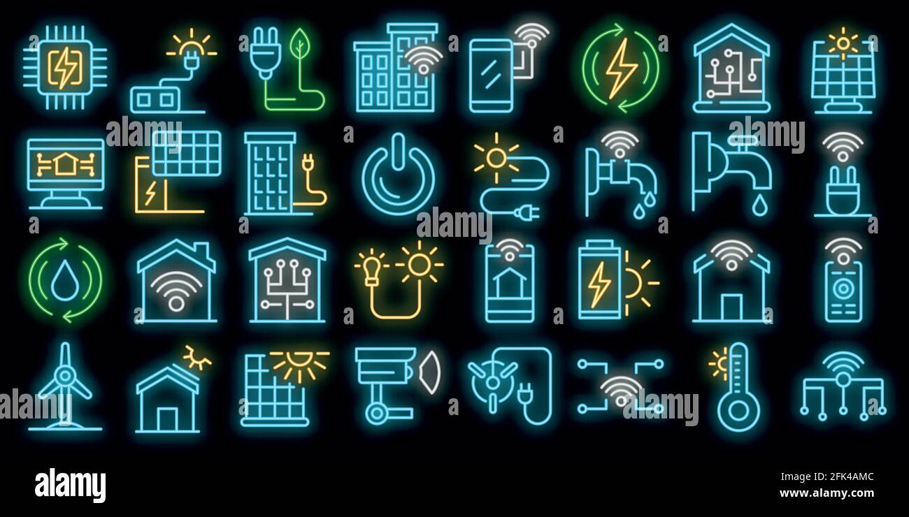Autonomous house icons set. Outline set of autonomous house vector ... Autonomous house icons set. Outline set of autonomous house vector ...