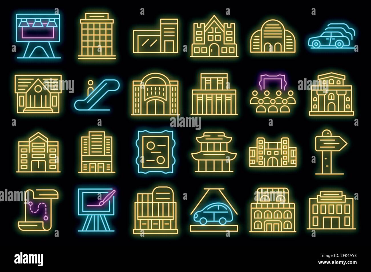 Exhibition center icons set. Outline set of exhibition center vector ...