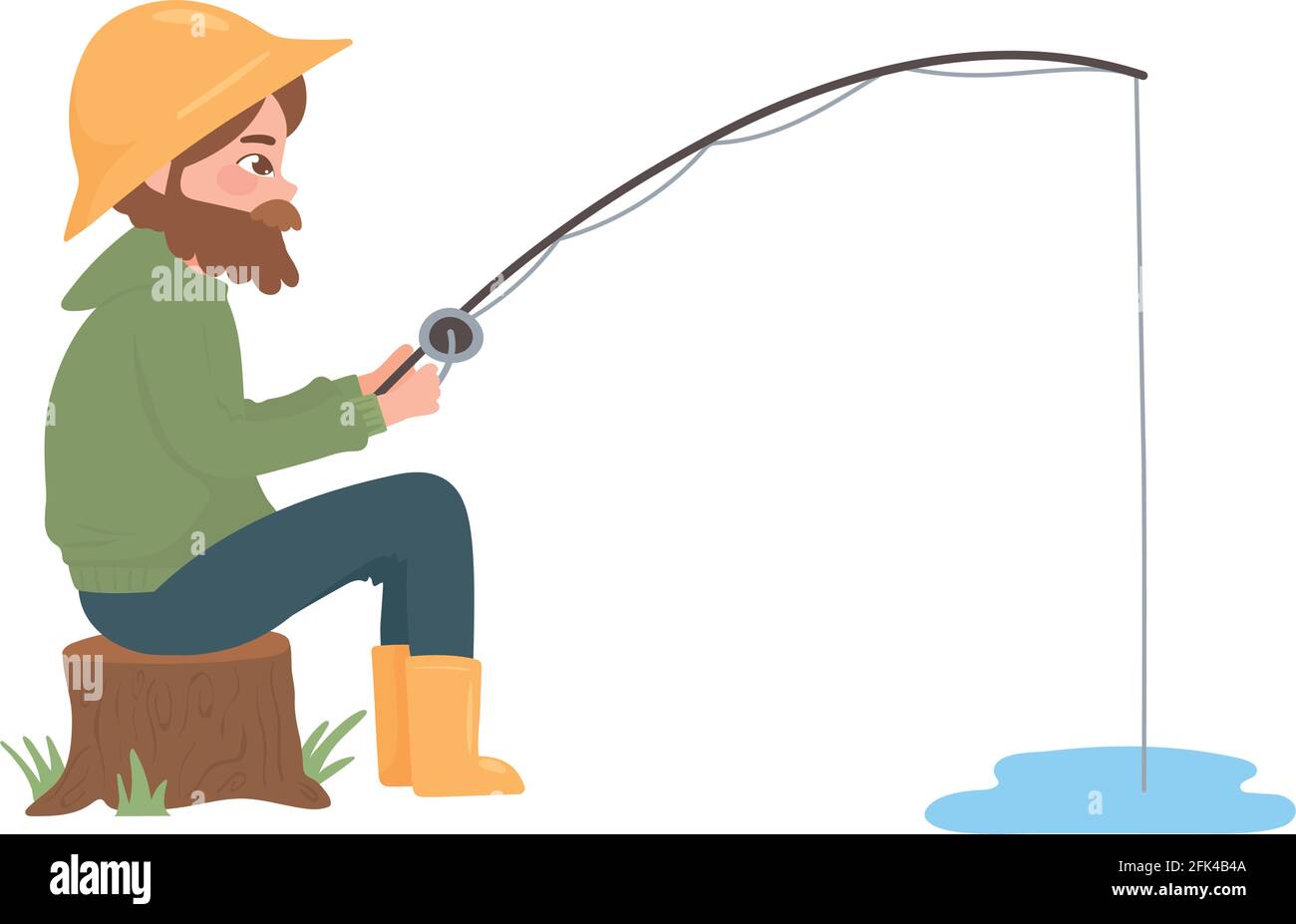 fisherman sitting on the trunk fishing Stock Vector Image & Art - Alamy