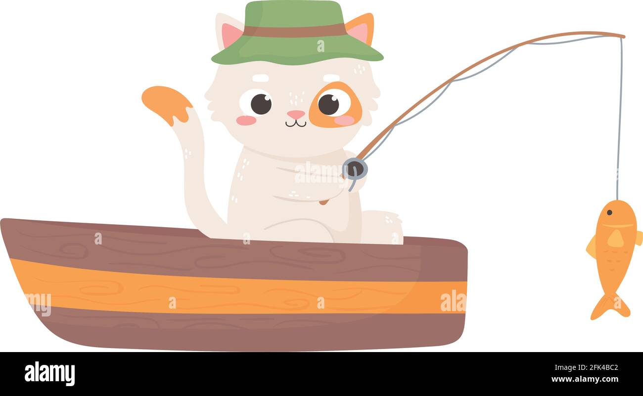 cute dog fishing a little fish Stock Vector Image & Art - Alamy
