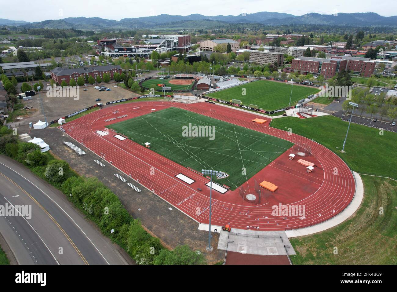 An aerial view of the Whyte Track and Field Center on the campus of ...