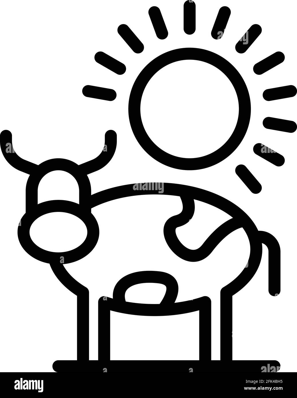 Ranch cow under sun icon. Outline Ranch cow under sun vector icon for ...