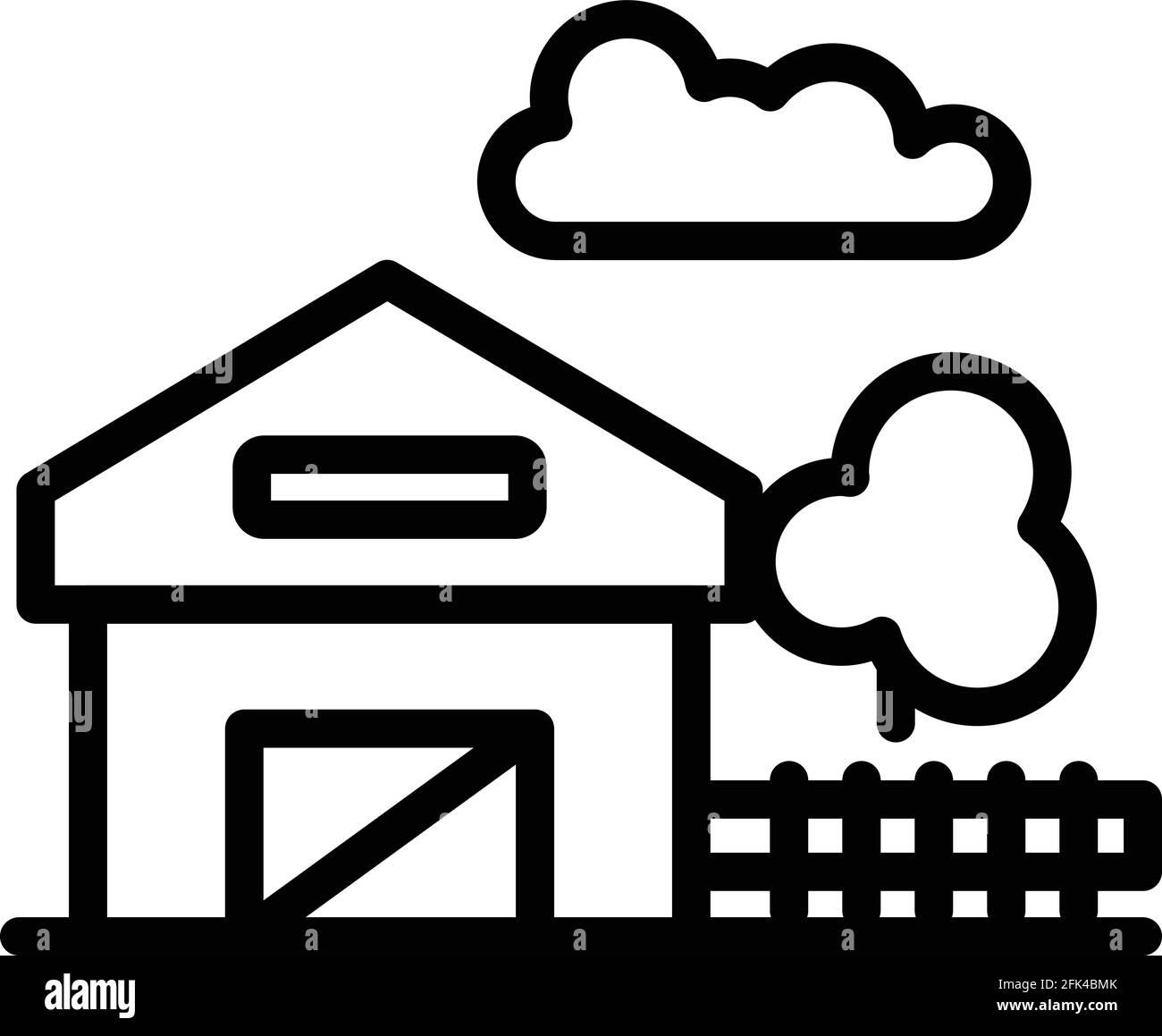 Ranch house with fence icon. Outline Ranch house with fence vector icon ...