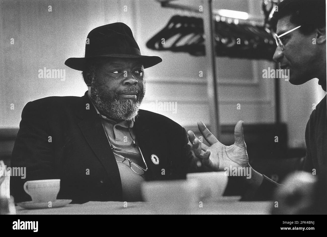 Bernie Grant in discussion over coffee before speaking in Birmingham ...