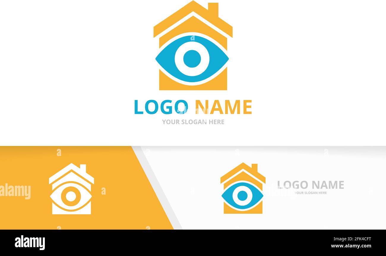 Vector eye and house logo combination. Unique home logotype design ...