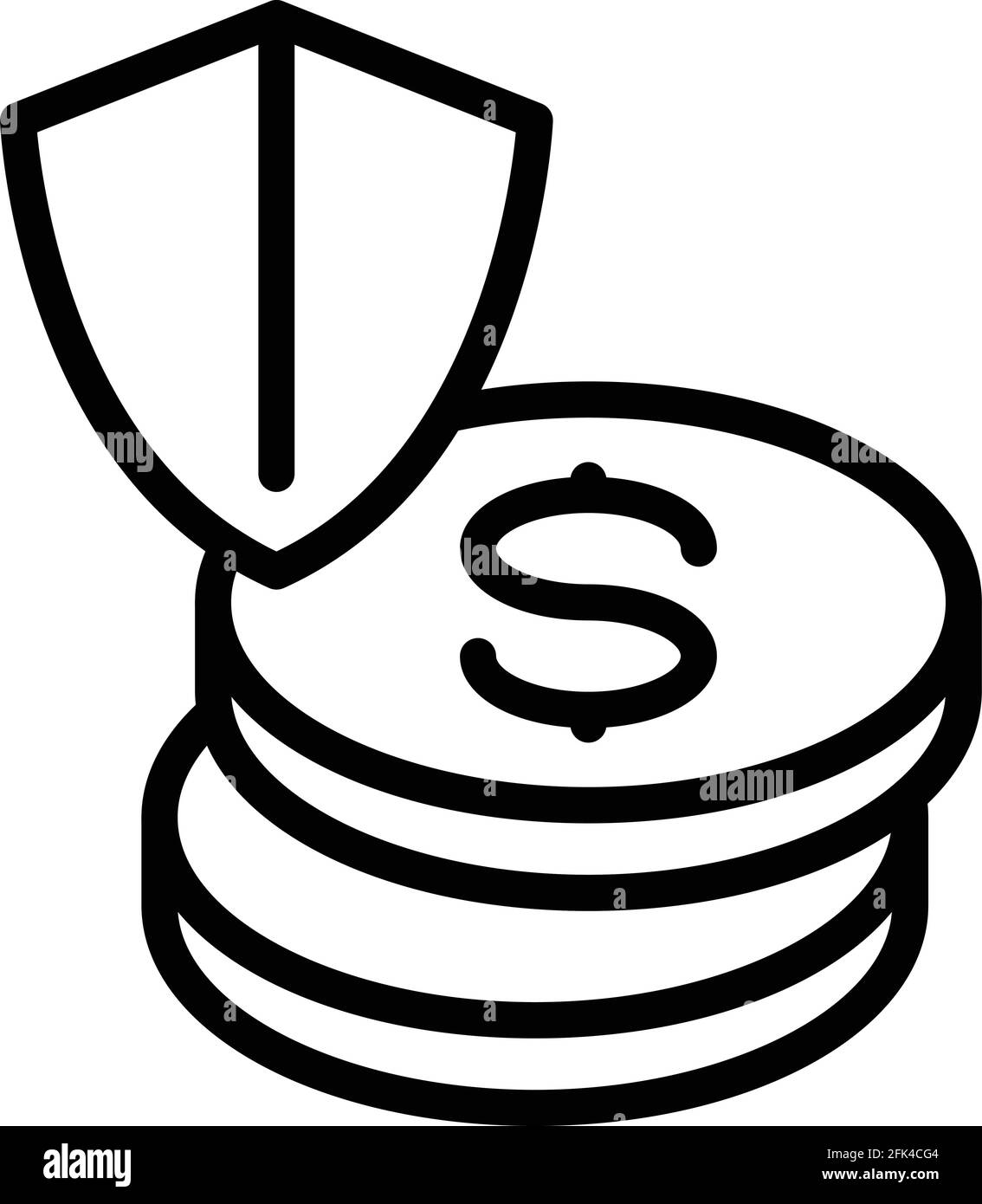 Secured compensation icon. Outline Secured compensation vector icon for ...