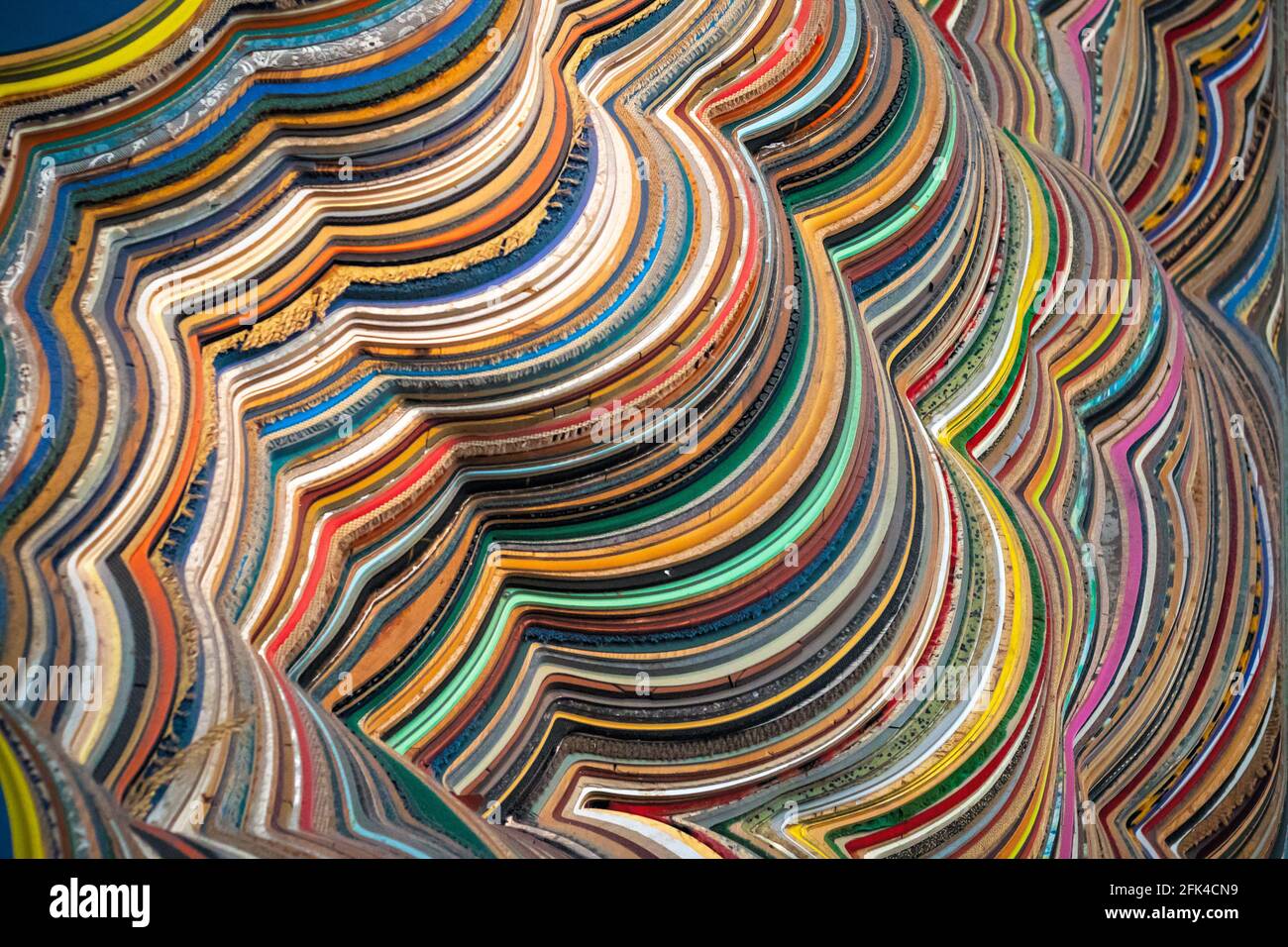 Colourful layered materials pile on diaplay at Science Museum in London ...