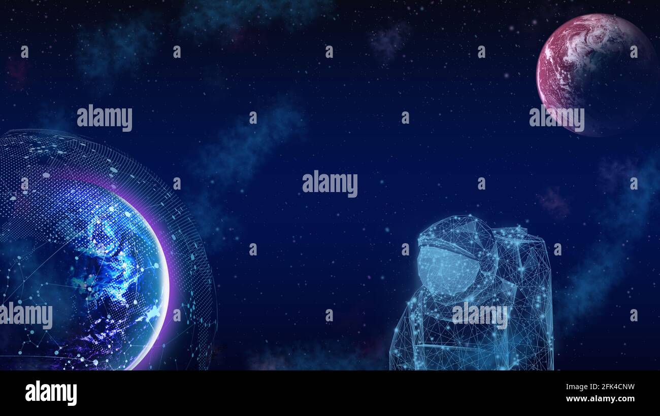 Abstract digital astronaut in space background. Astronaut in outer ...
