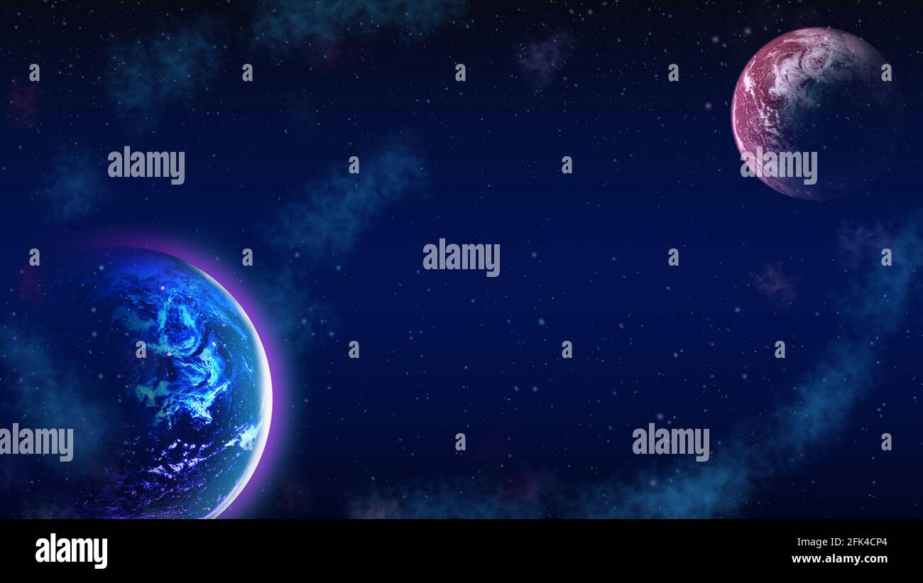 Planet Earth in outer space. Imaginary view of blue glowing earth ...