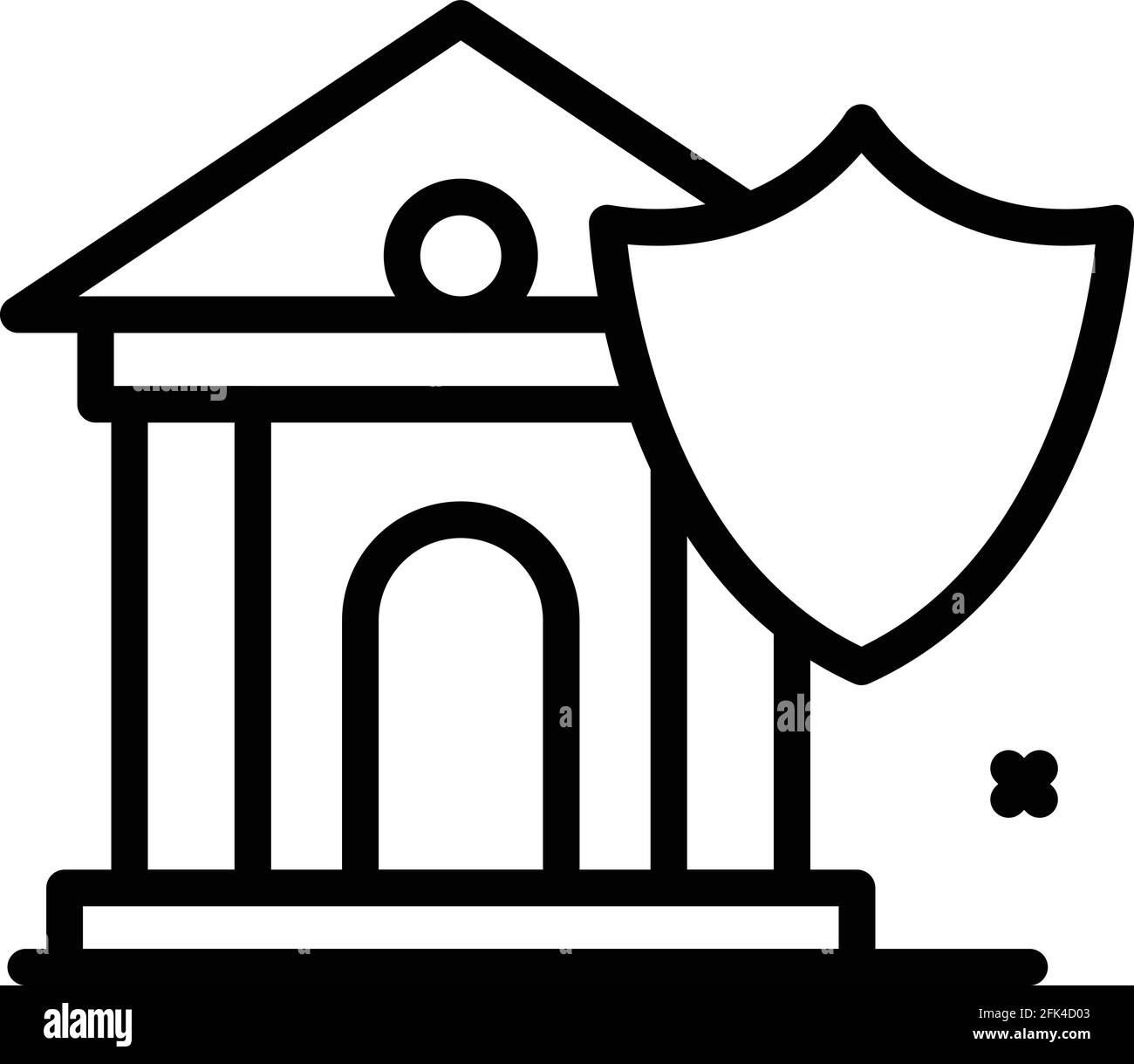Secured bank icon. Outline Secured bank vector icon for web design ...