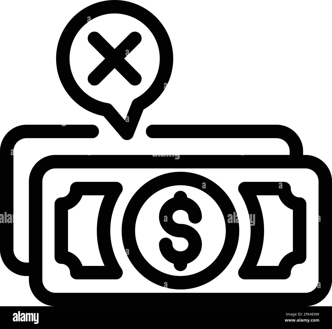 Money cash payment cancellation icon. Outline Money cash payment ...