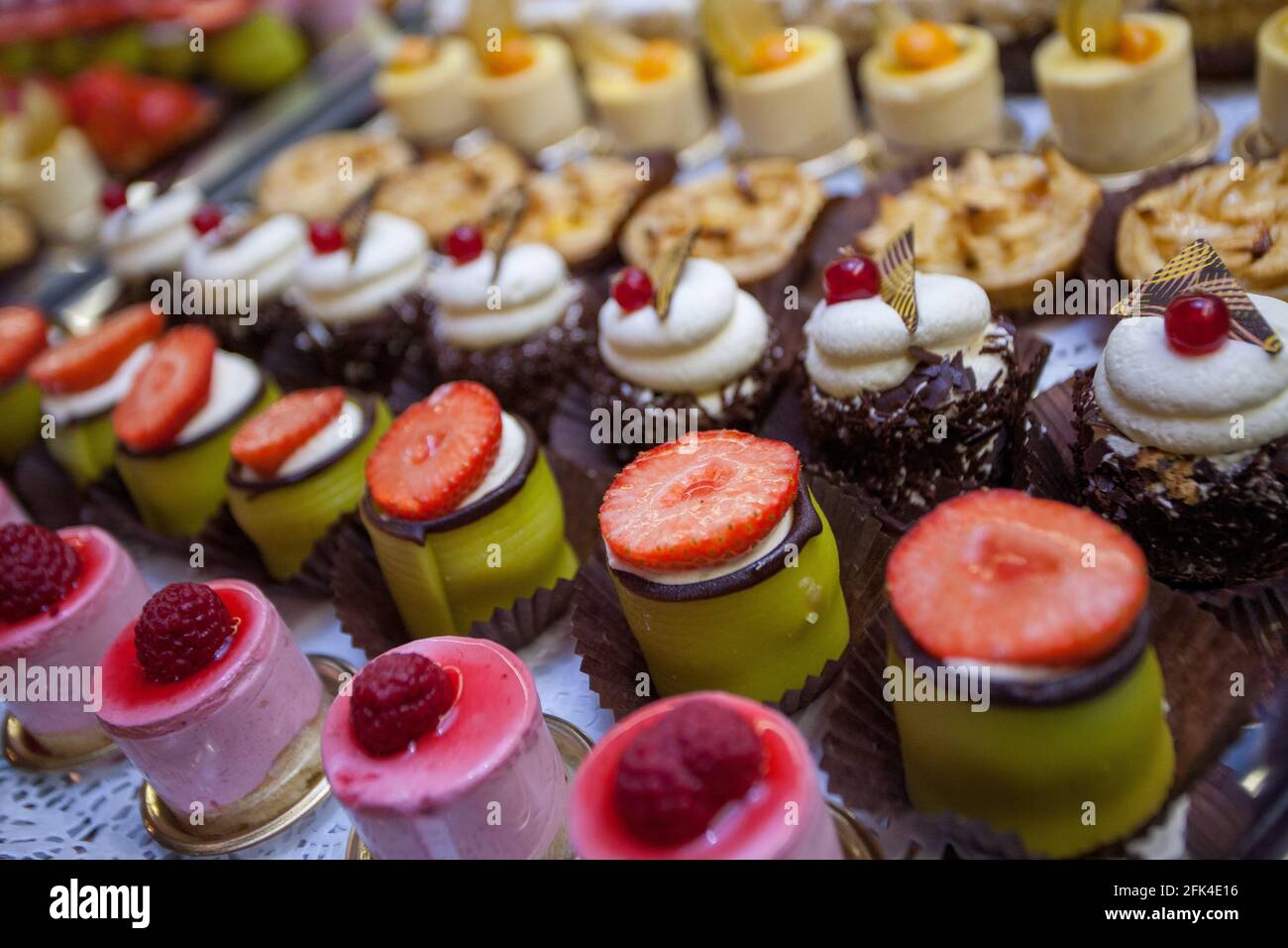 delicious catering plate of sweet desserts combo types. High quality ...