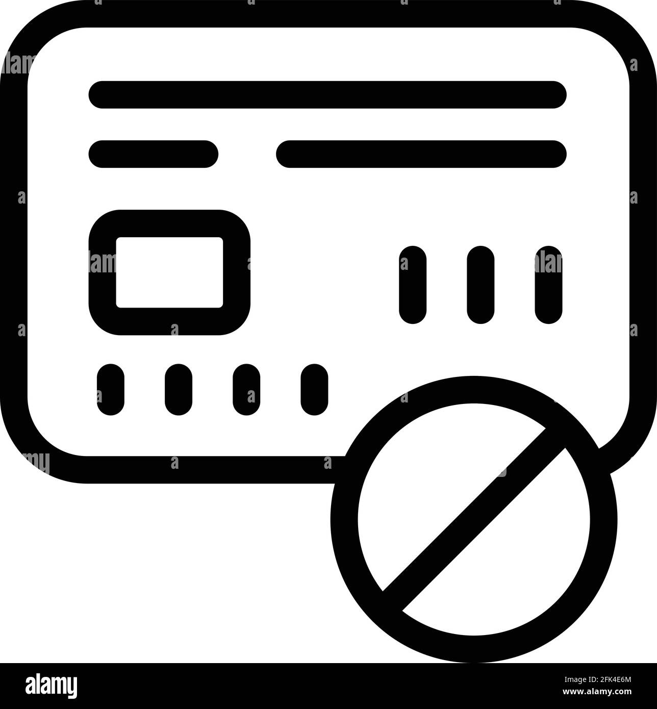Credit card reject payment icon. Outline Credit card reject payment ...