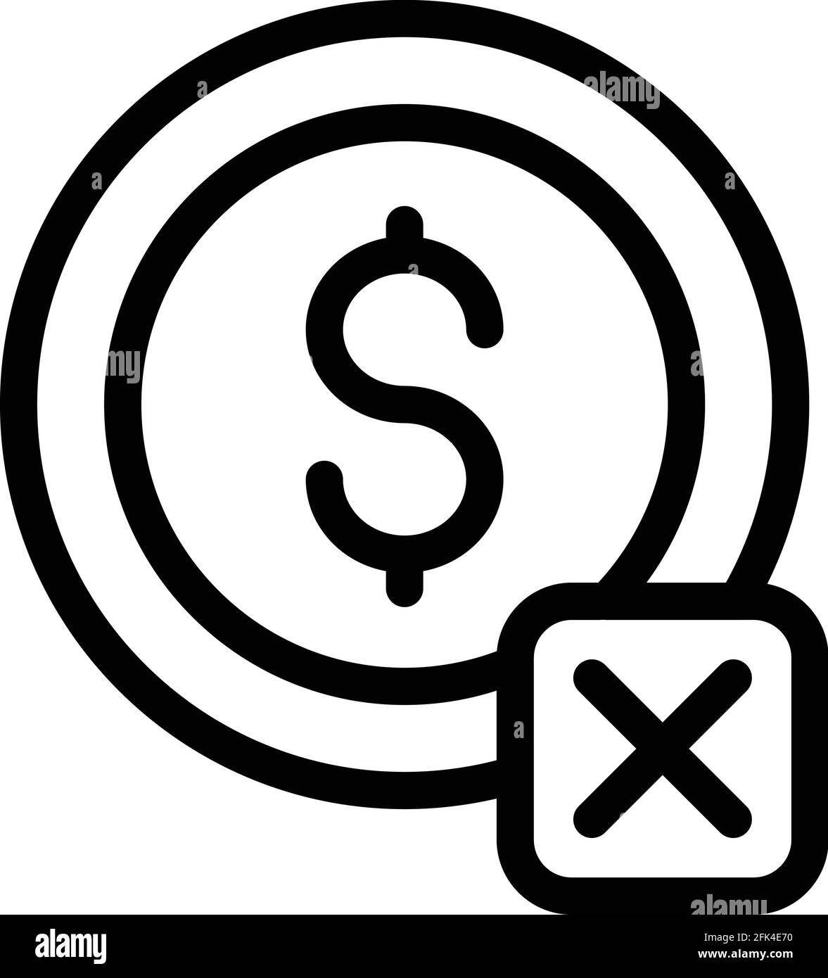 Coin payment cancellation icon. Outline Coin payment cancellation ...