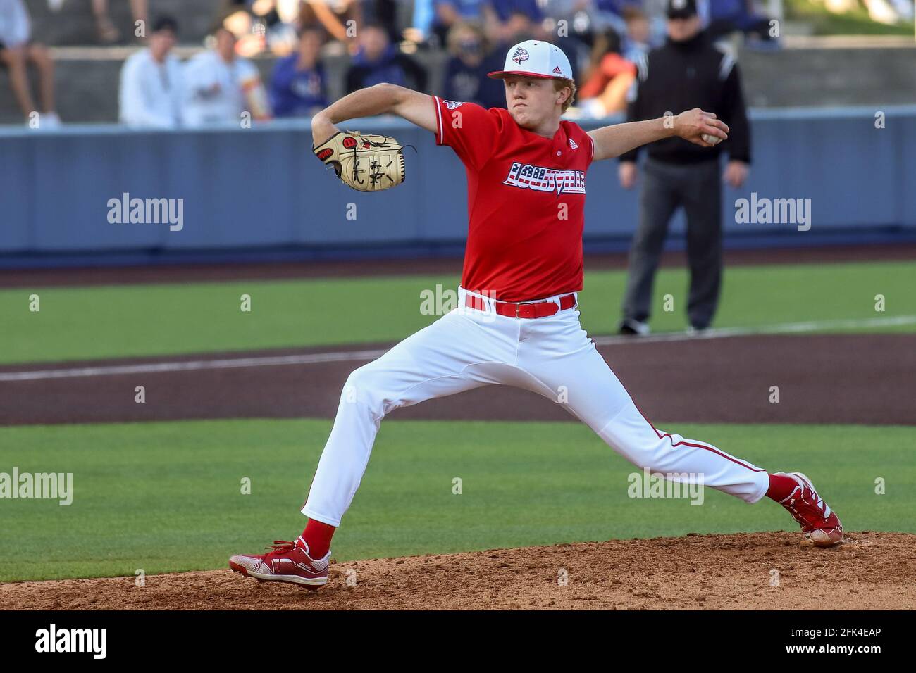 Lexington, KY, USA. 20th Apr, 2021. Louisville's Riley Phillips pitches ...