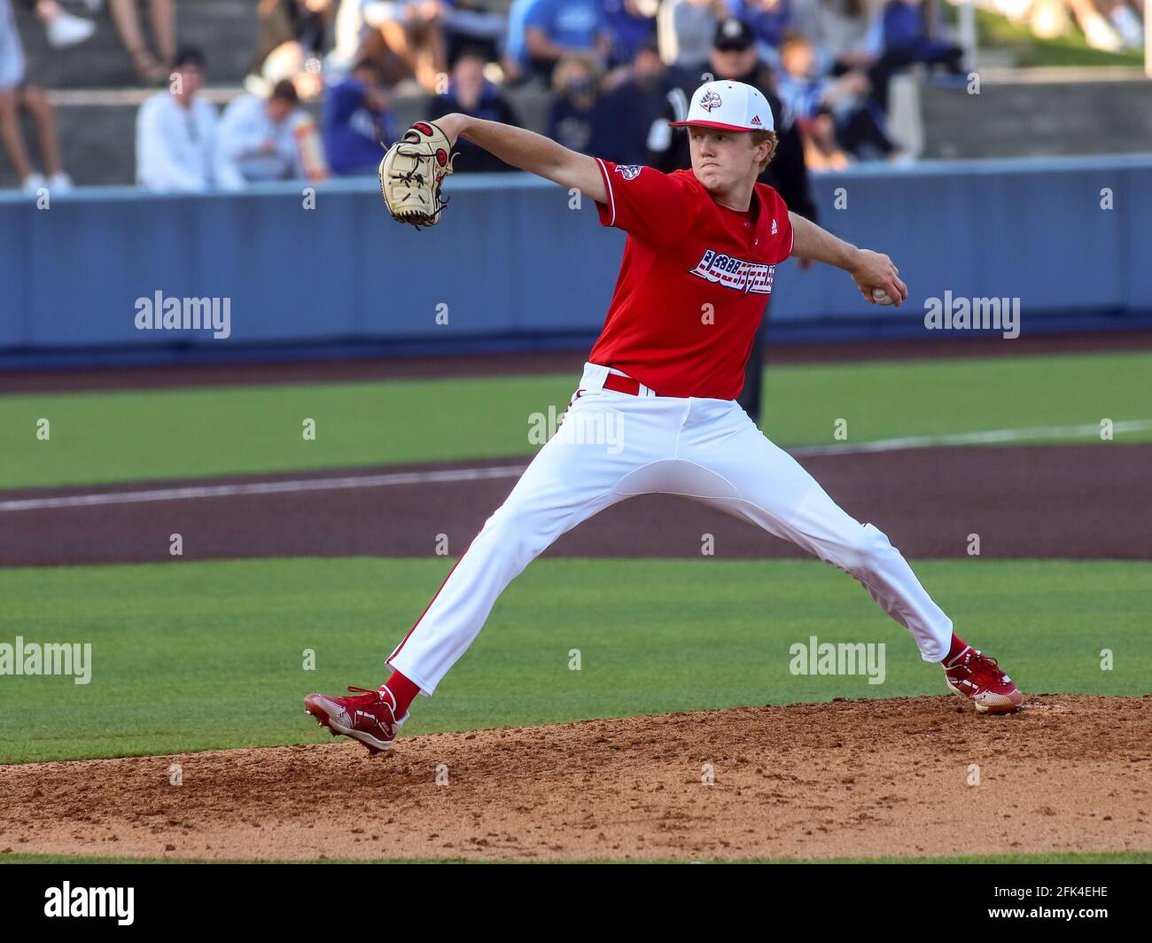 April 20, 2021: Louisville’s Riley Phillips pitches during a game ...