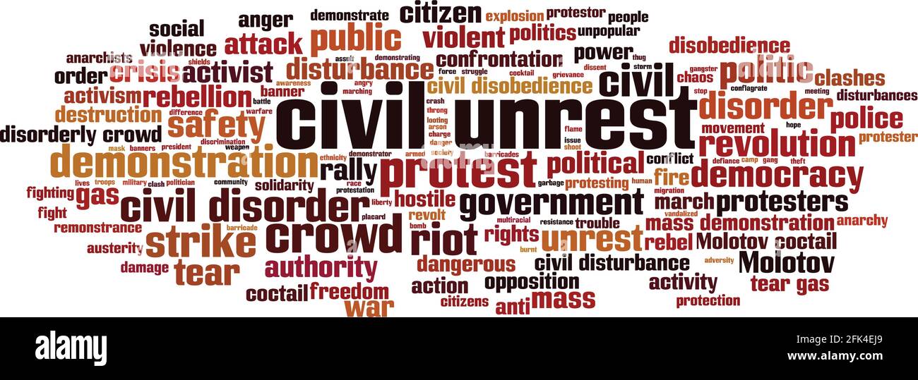 Civil unrest word cloud concept. Collage made of words about civil ...