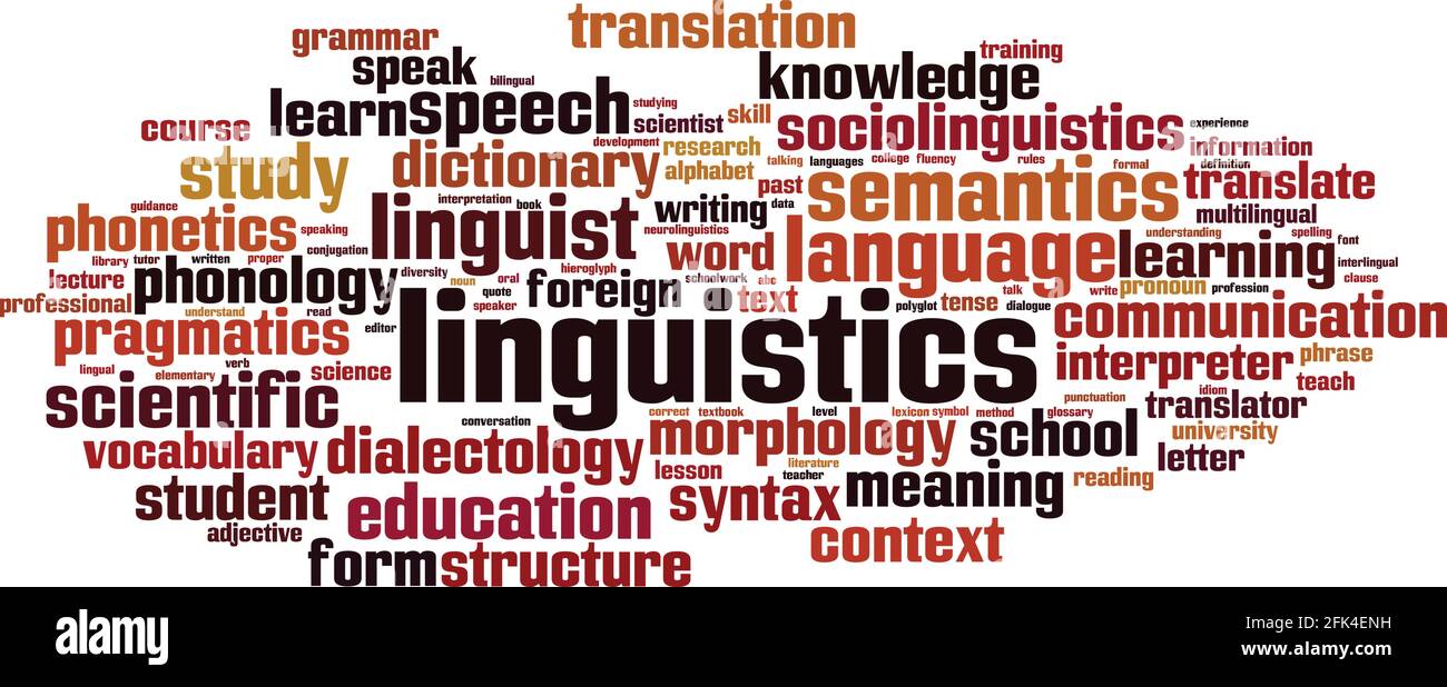 Linguistics word cloud concept. Collage made of words about linguistics ...