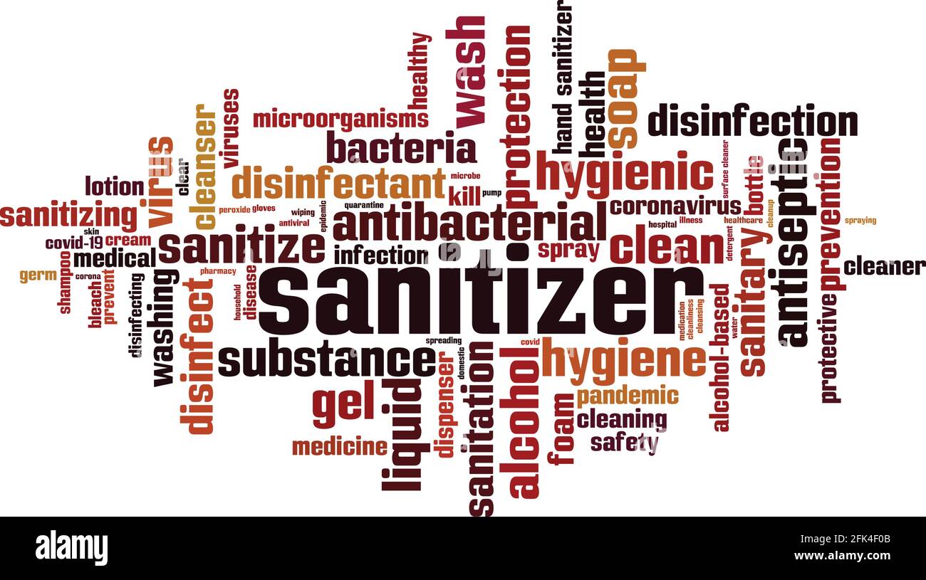 Sanitizer word cloud concept. Collage made of words about sanitizer ...