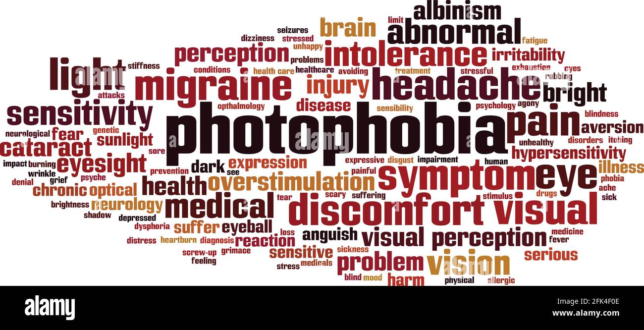 Photophobia word cloud concept. Collage made of words about photophobia ...