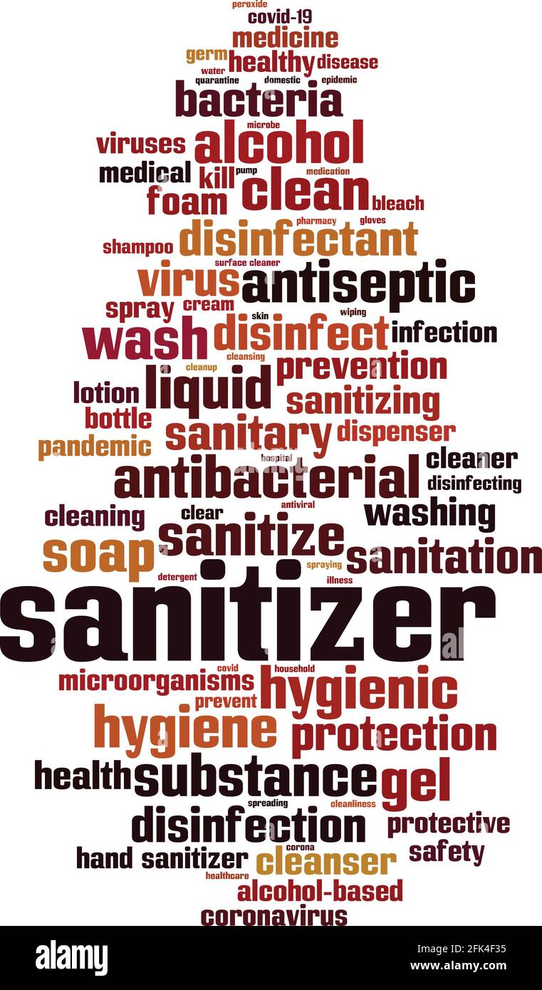 Sanitizer word cloud concept. Collage made of words about sanitizer ...