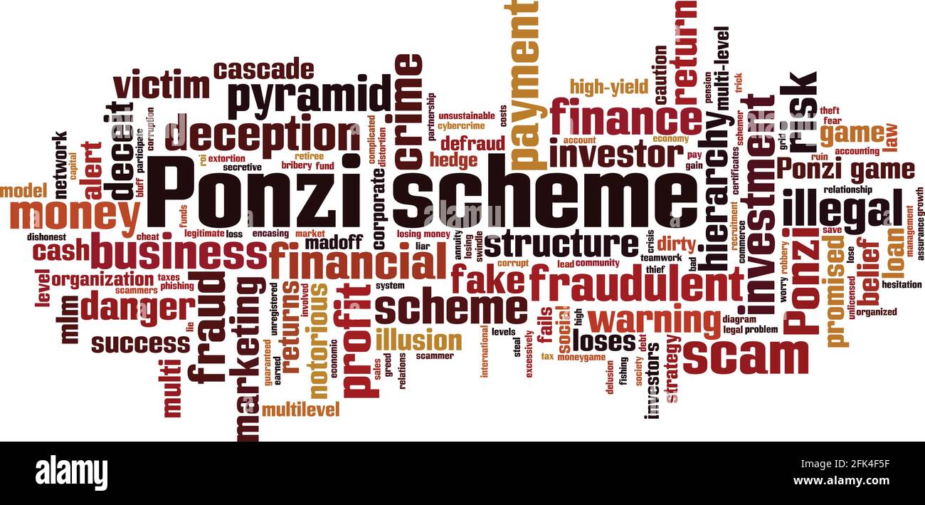 Ponzi scheme word cloud concept. Collage made of words about Ponzi ...