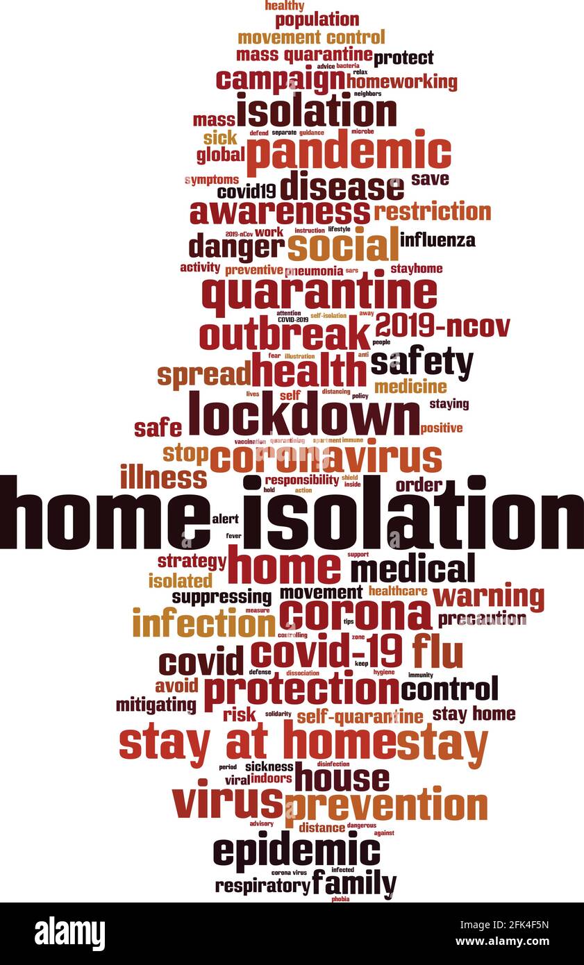 Home isolation word cloud concept. Collage made of words about home ...