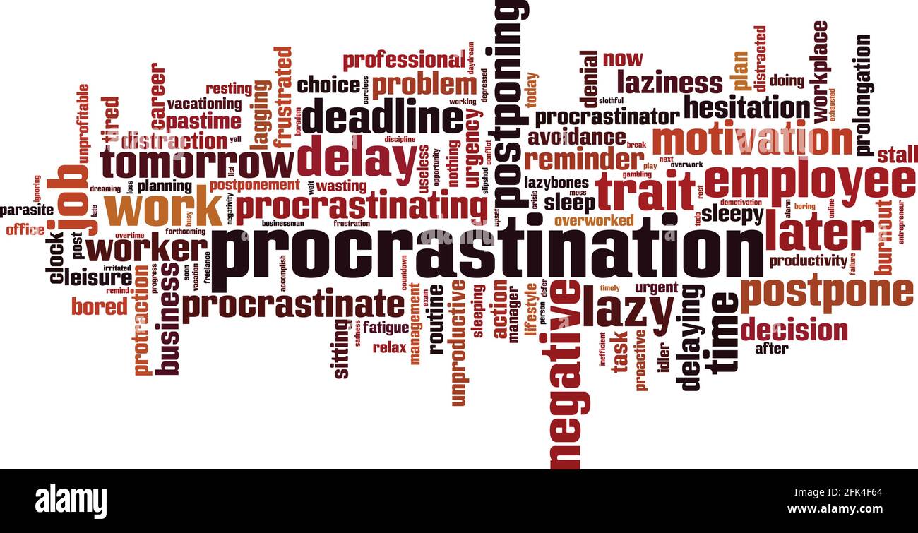 Procrastination word cloud concept. Collage made of words about ...