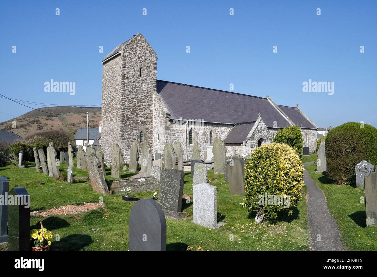 St Mary's church Rhossili, on the Gower Peninsula Wales UK. Rural Welsh ...