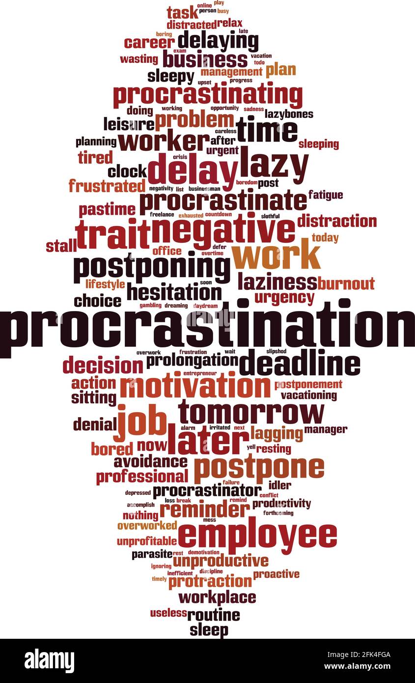 Procrastination word cloud concept. Collage made of words about ...