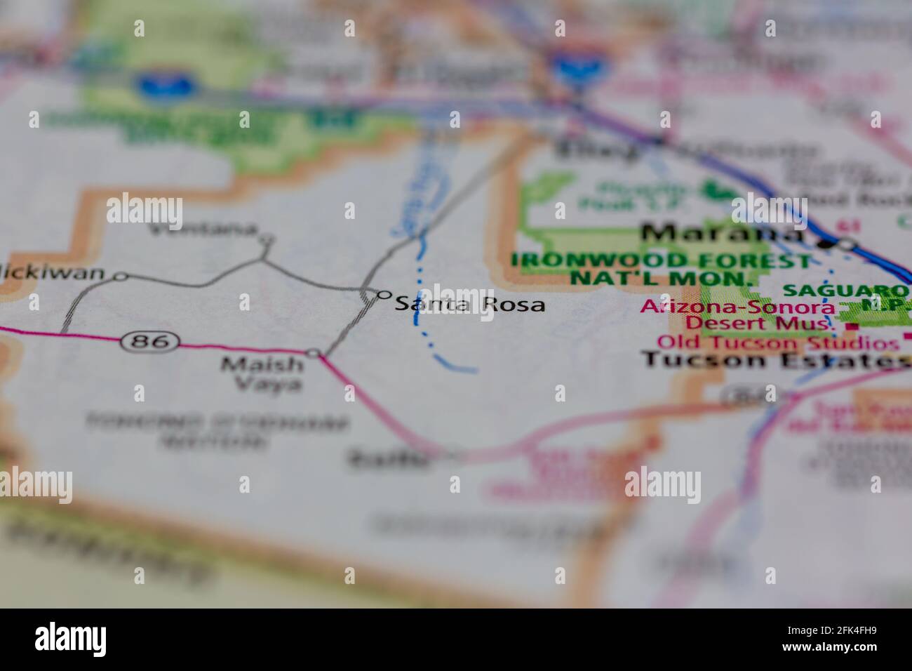 Santa Rosa Arizona USA shown on a geography map or road map Stock Photo ...