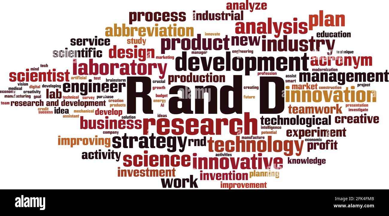 R and D word cloud concept. Collage made of words about R and D. Vector ...