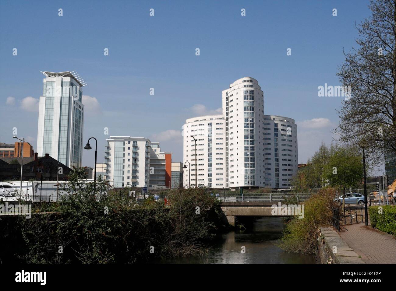 Altolusso residential tower Radisson Hotel, Cardiff skyline Wales UK ...