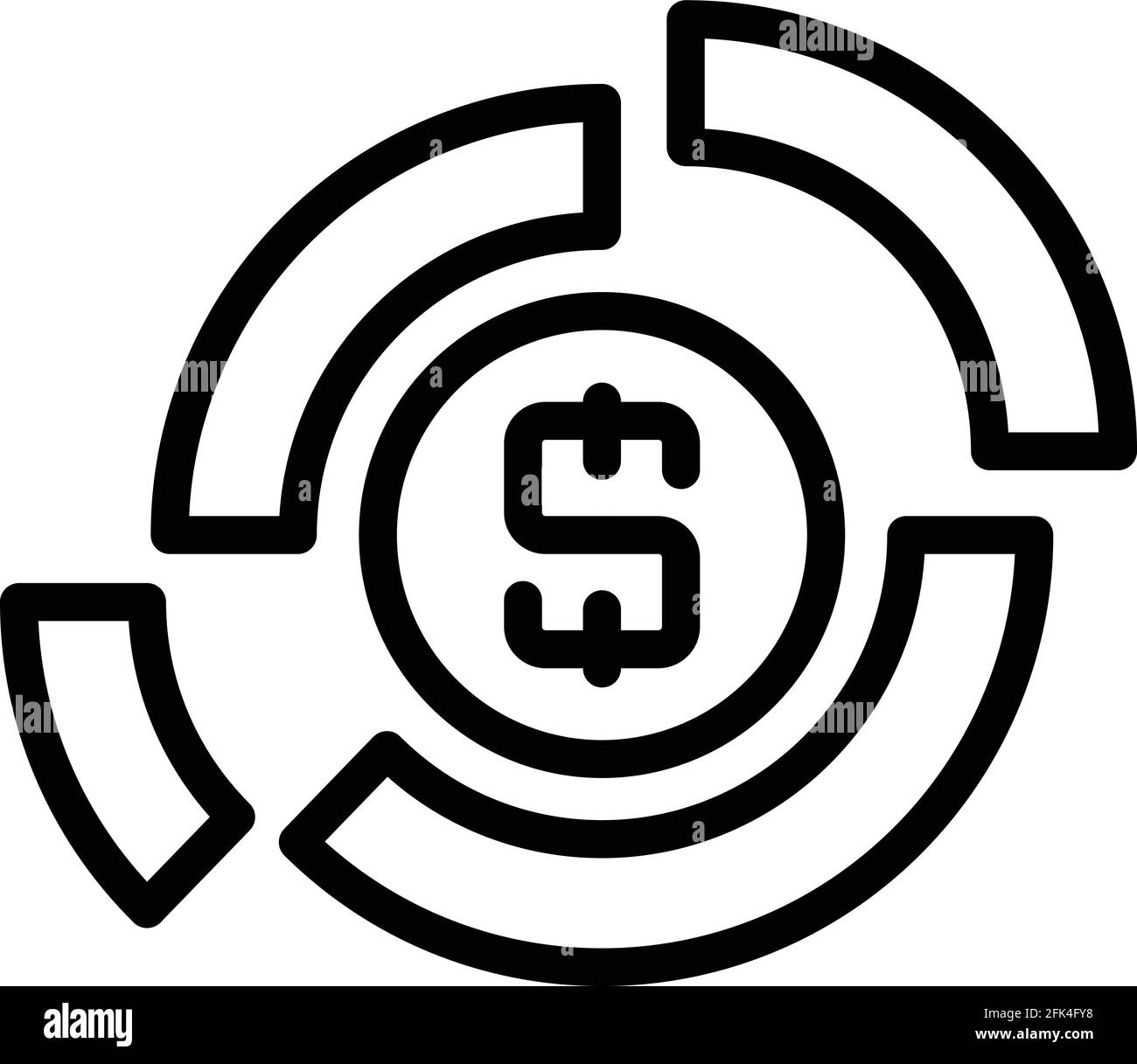 Result money pie chart icon. Outline Result money pie chart vector icon ...