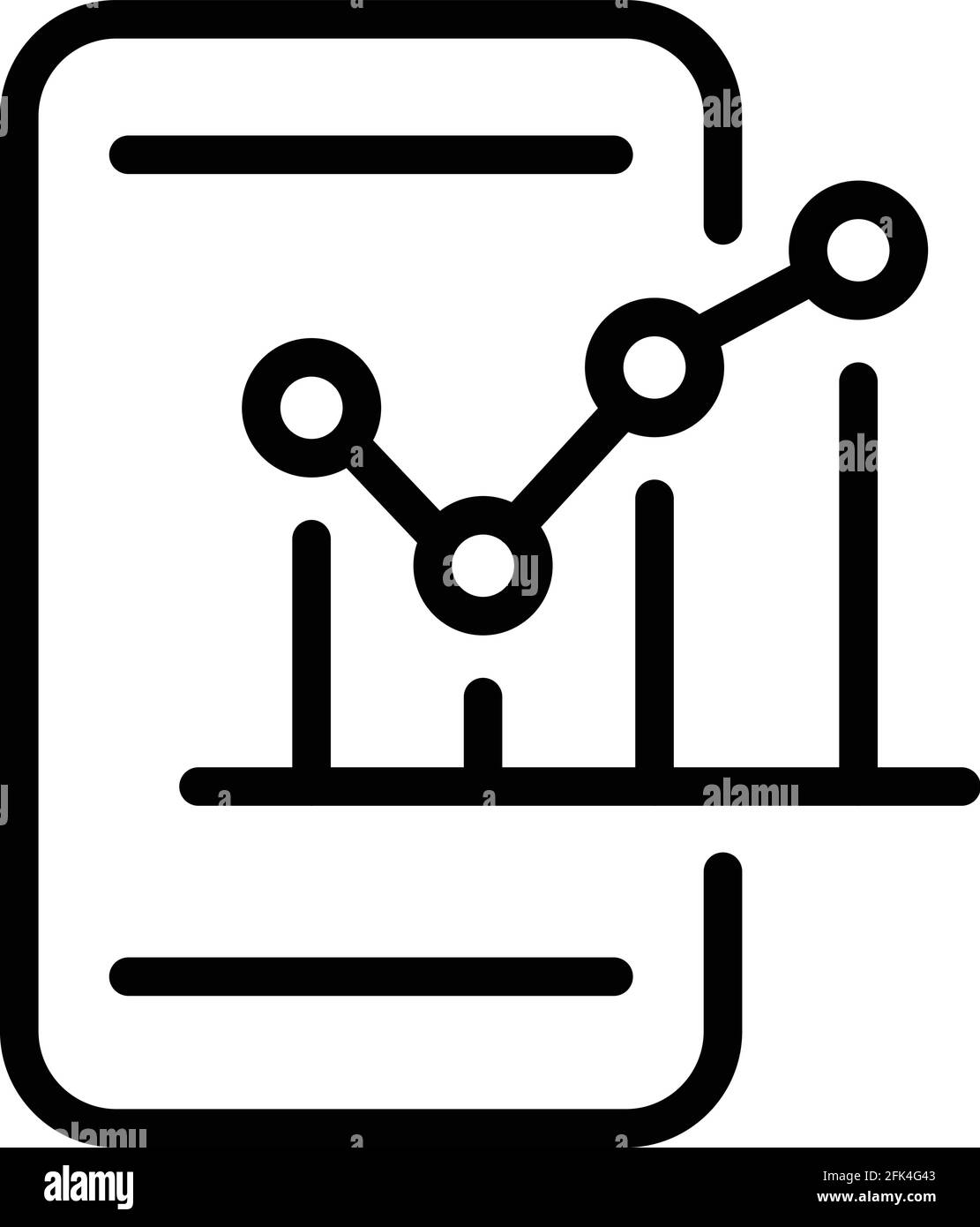 Result money graph on phone icon. Outline Result money graph on phone ...