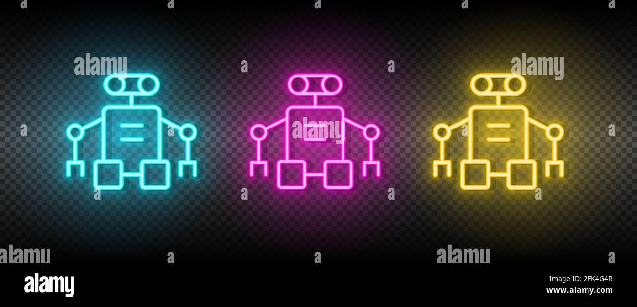 cute robot neon icon set Stock Vector Image & Art - Alamy