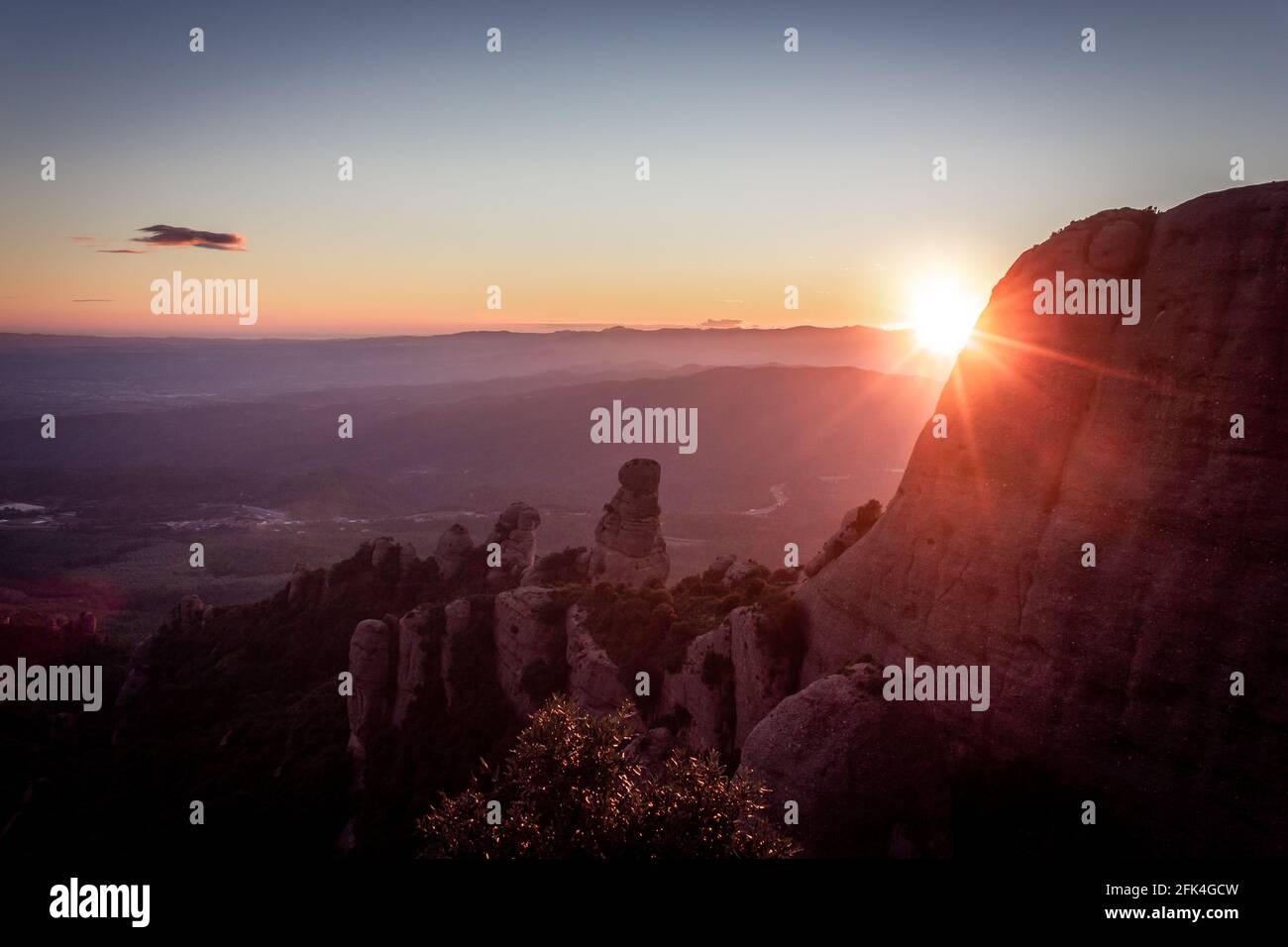 Sunset from at the top of a mountain from Montserrat mountain range ...