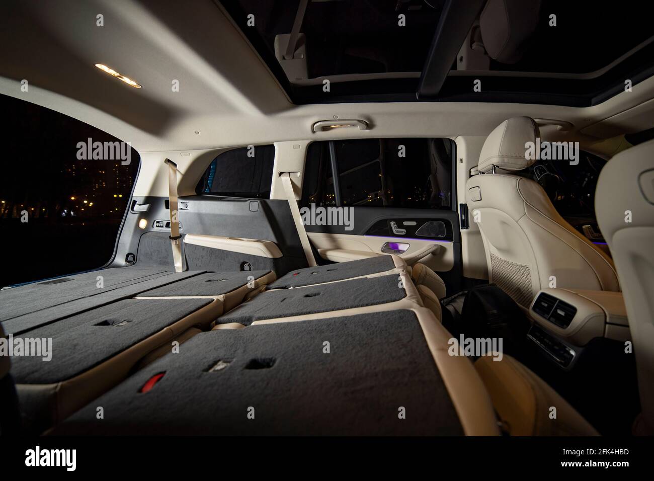 moscow, russia - december 24, 2019: folded rear row of seats empty ...