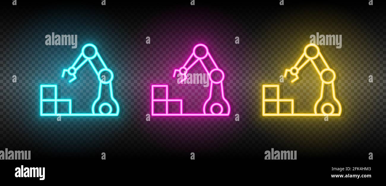 hydraulic arm, industrial arm neon icon set Stock Vector Image & Art ...