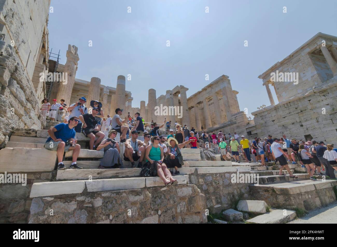 Athens, Greece - June 16, 2017: Crowd of tourists at the the entrance ...