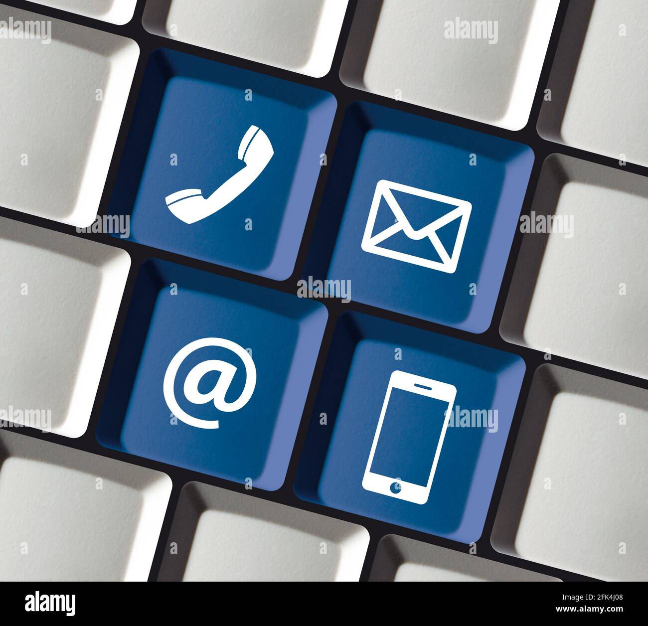 Contact Icons on Computer Keyboard Phone Email Mobile Stock Photo - Alamy