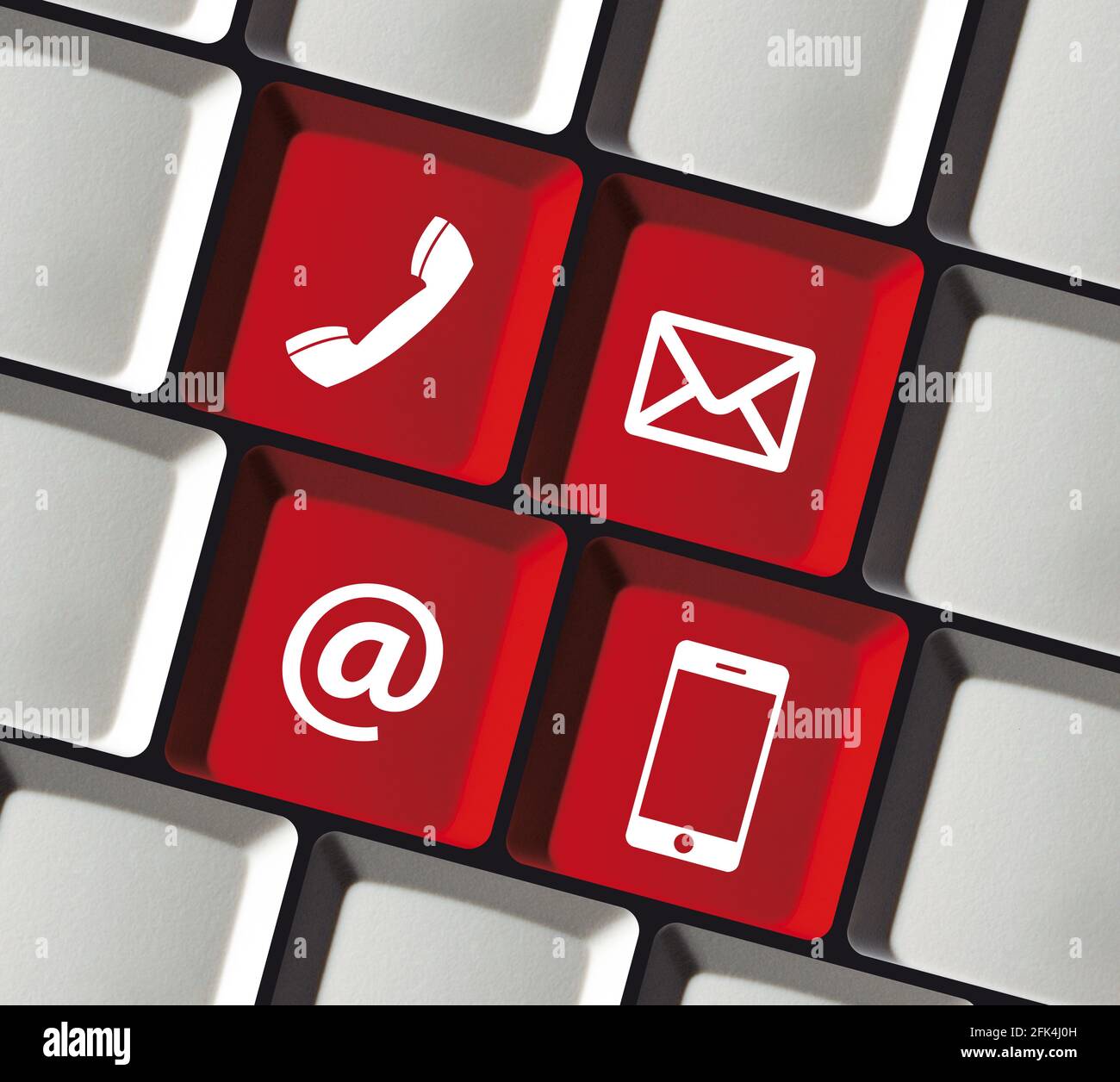 Contact Icons on Computer Keyboard Phone Email Mobile Stock Photo - Alamy