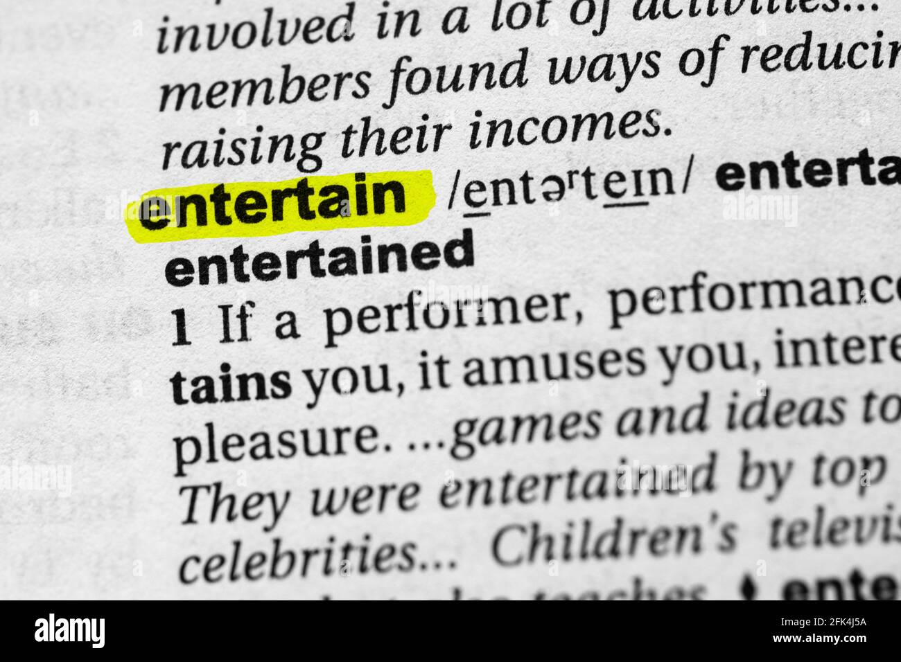 Highlighted word entertain concept and meaning Stock Photo - Alamy