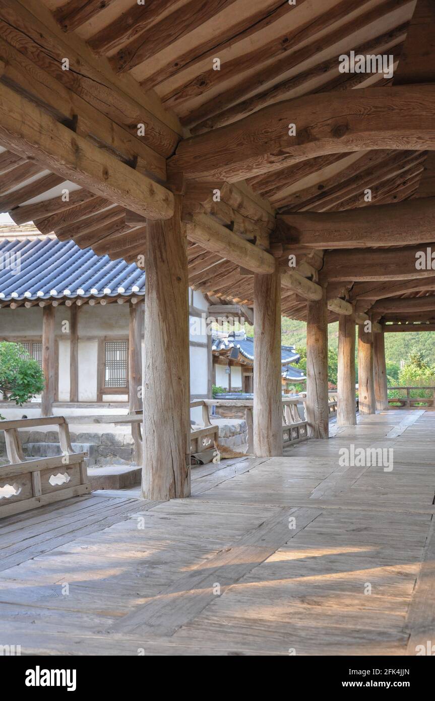 View of traditional korean pavilion timber structure from it’s joseon ...
