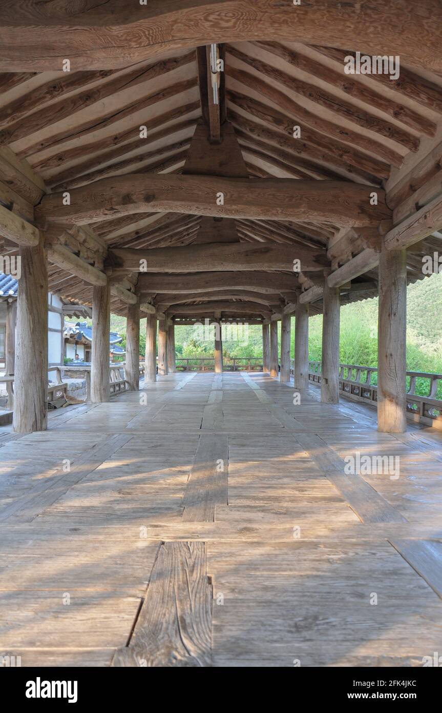 View of traditional korean pavilion timber structure from it’s joseon ...