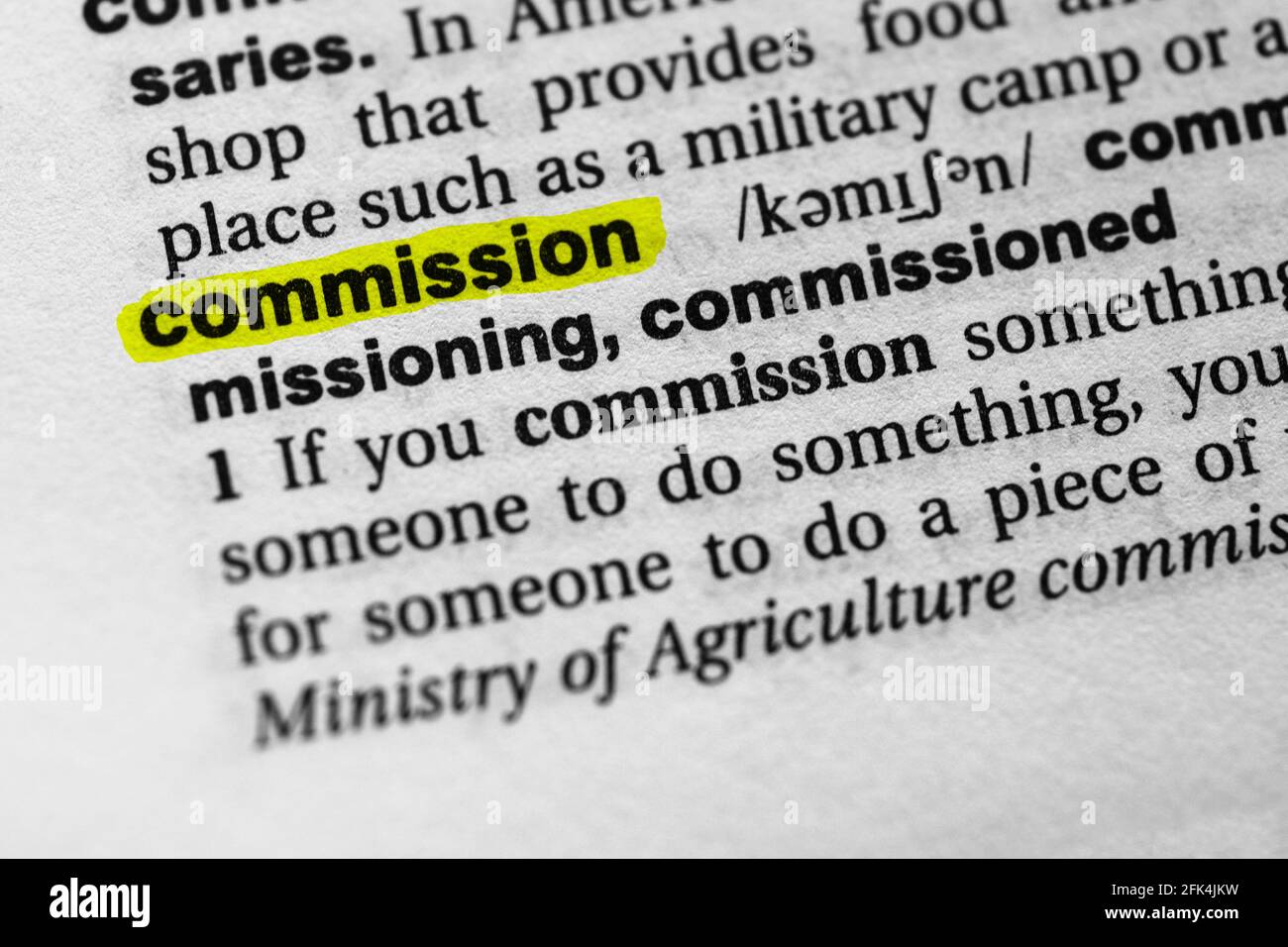 Highlighted word commission concept and meaning Stock Photo - Alamy