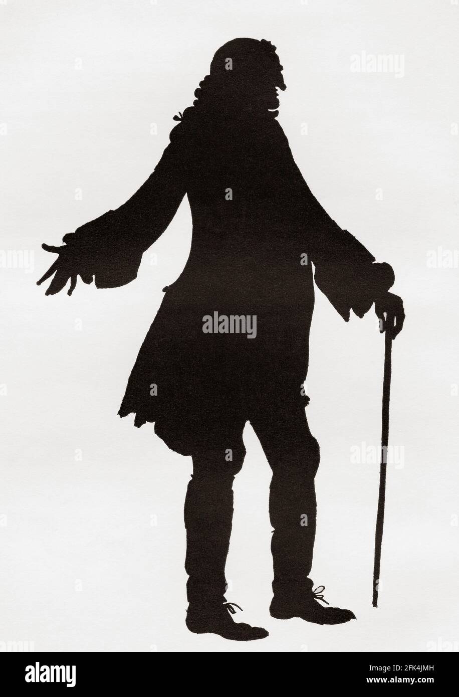 A paper cutting or silhouette of Henry Fielding by Hugh Thomson. Henry ...