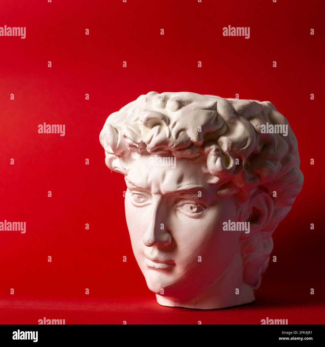 Gypsum statue of David's head. Michelangelo's David statue plaster copy Stock Photo - Alamy
